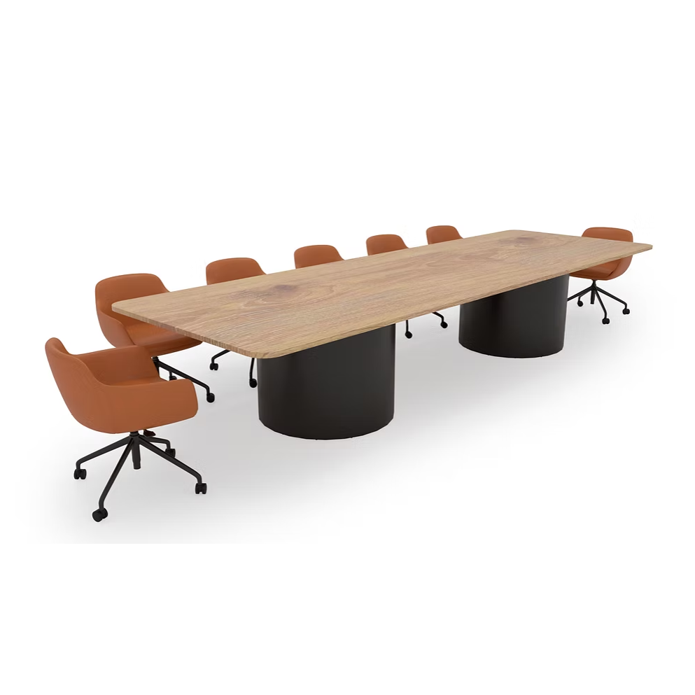 Drum Base Table: Stylish Meeting Table with Oak Options