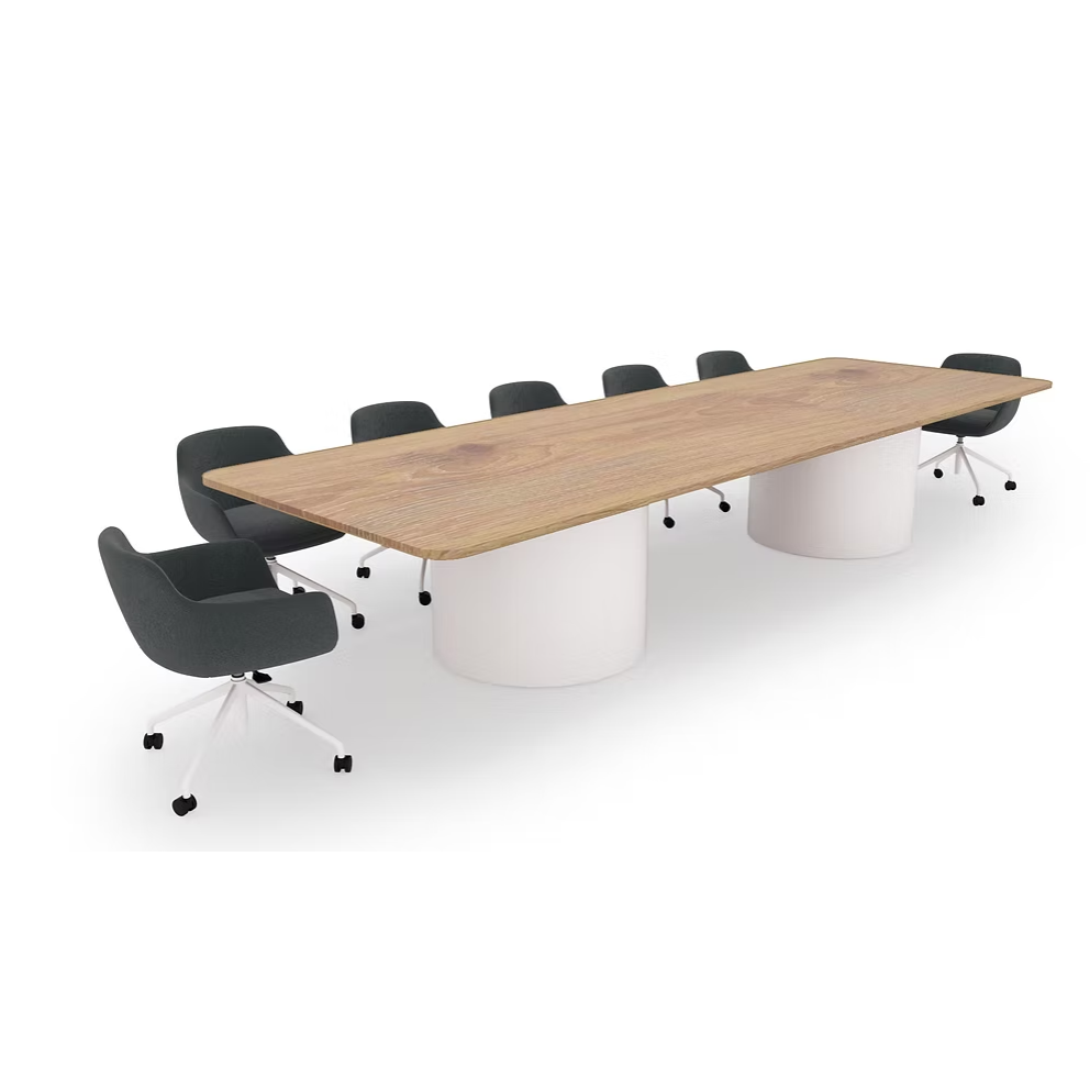 Drum Base Table: Stylish Meeting Table with Oak Options