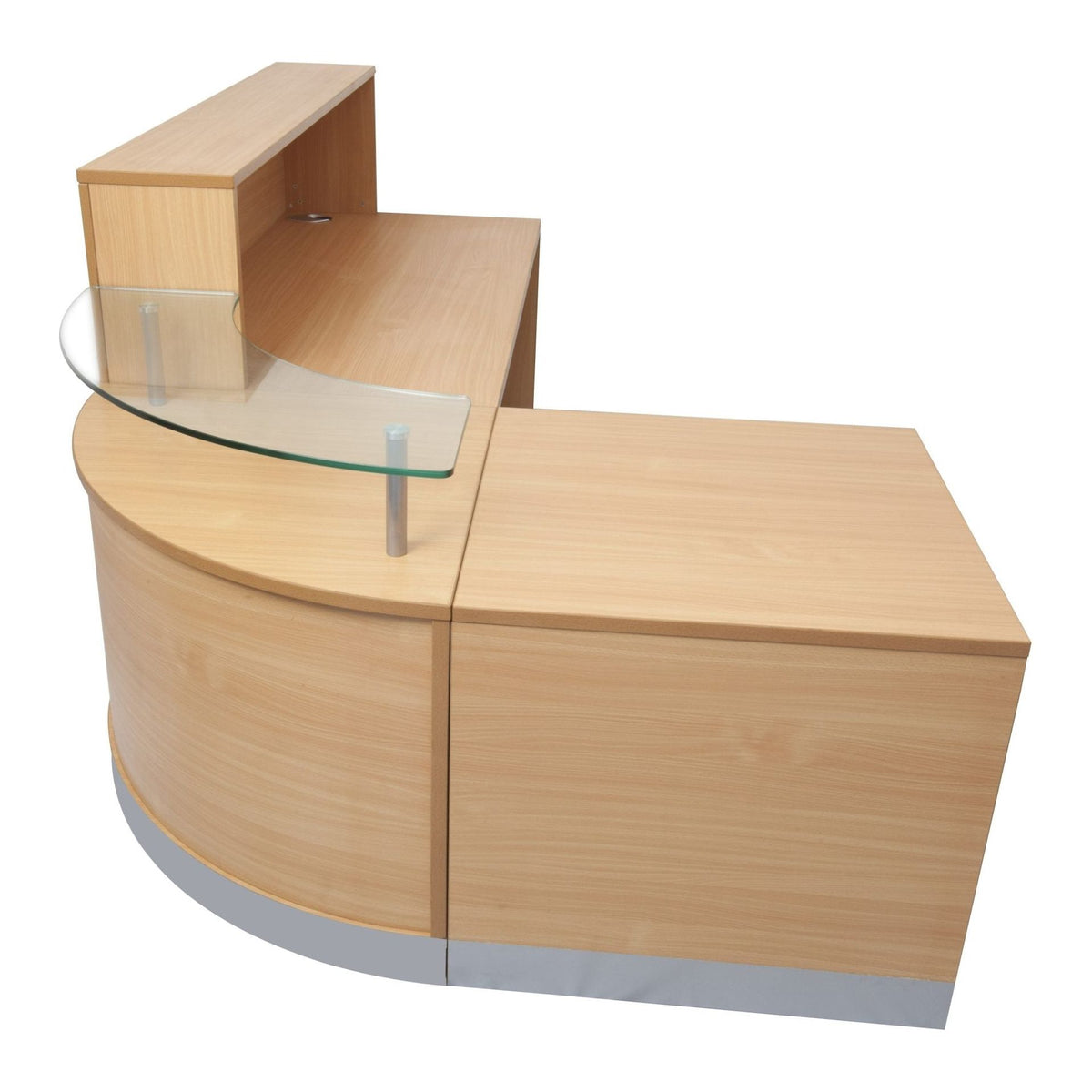 Flow Reception Counter - Stylish Beech Design with Glass Top